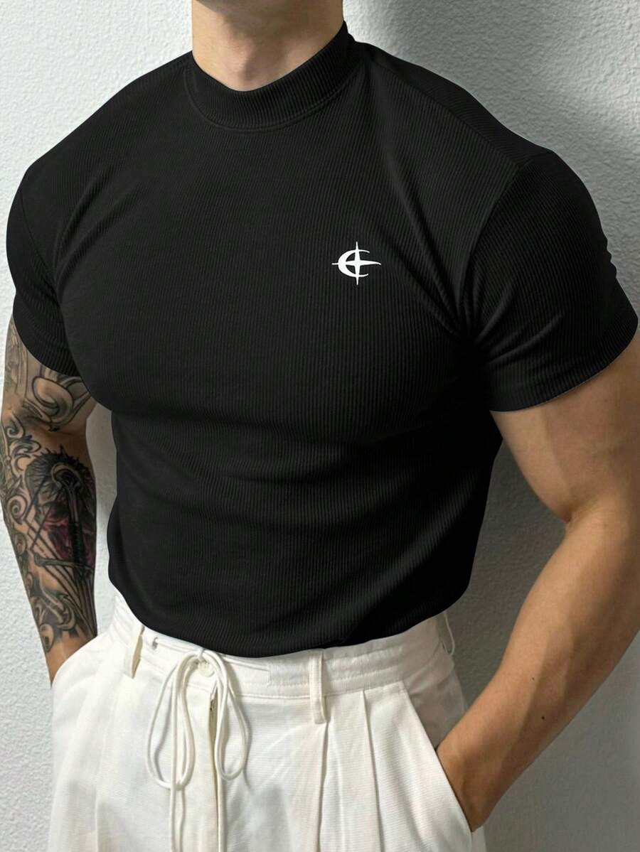 Manfinity Sport Corelite Men's Casual Printed Detail Sports T-Shirt ...