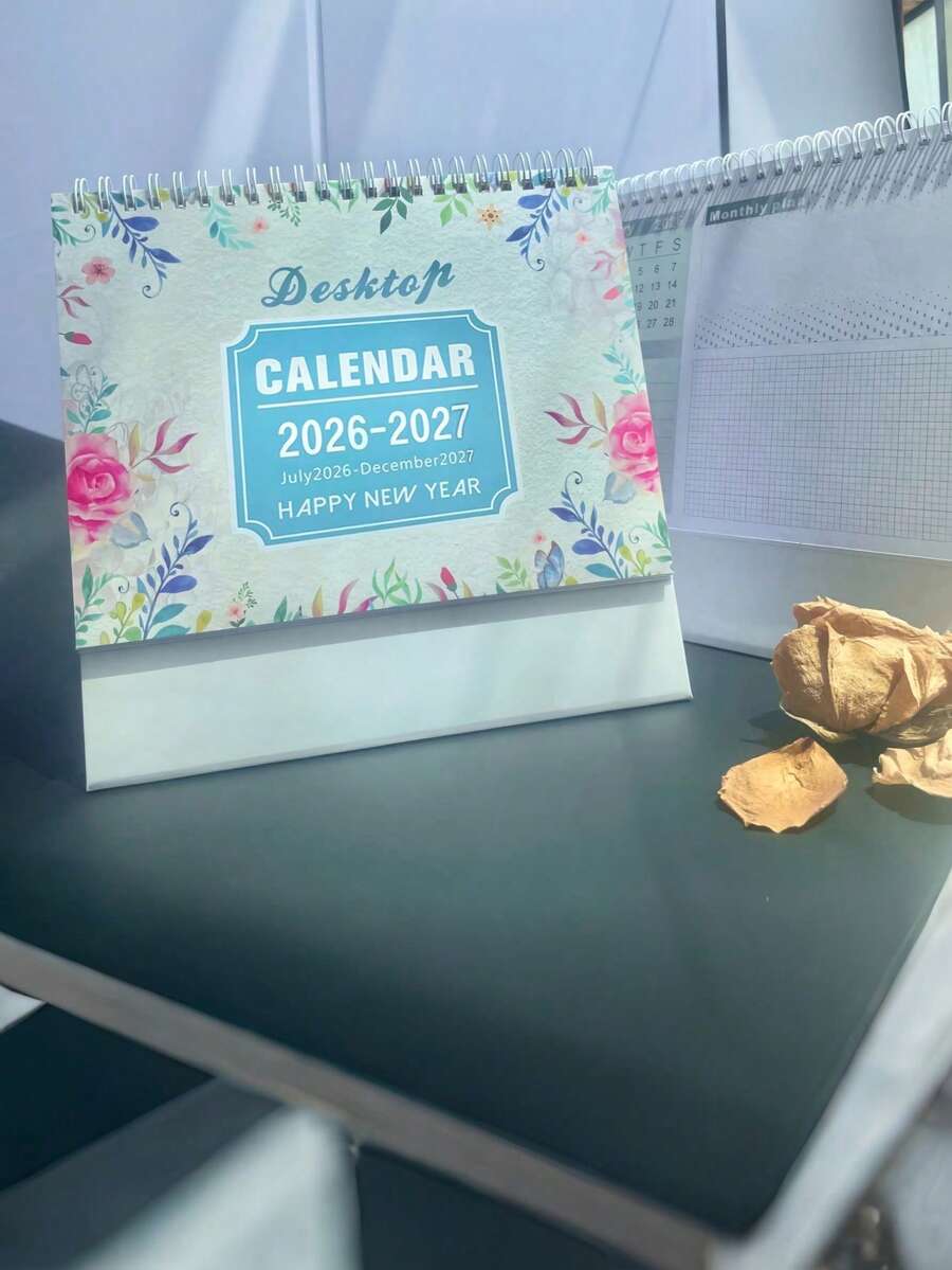 SHEIN 1pc 2026 Floral Design Desktop Calendar Planner, With Monthly ...
