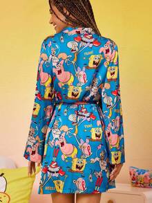 SpongeBob SquarePants | SHEIN Roupão Longo de Manga Longa com Cinto e ...