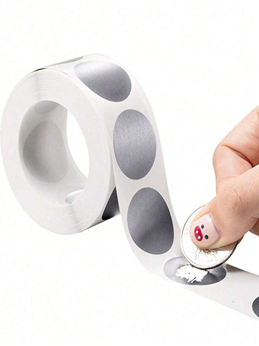 SHEIN 1pc 300pcs/Roll Silver Scratch Off Stickers Round Labels Sticker ...