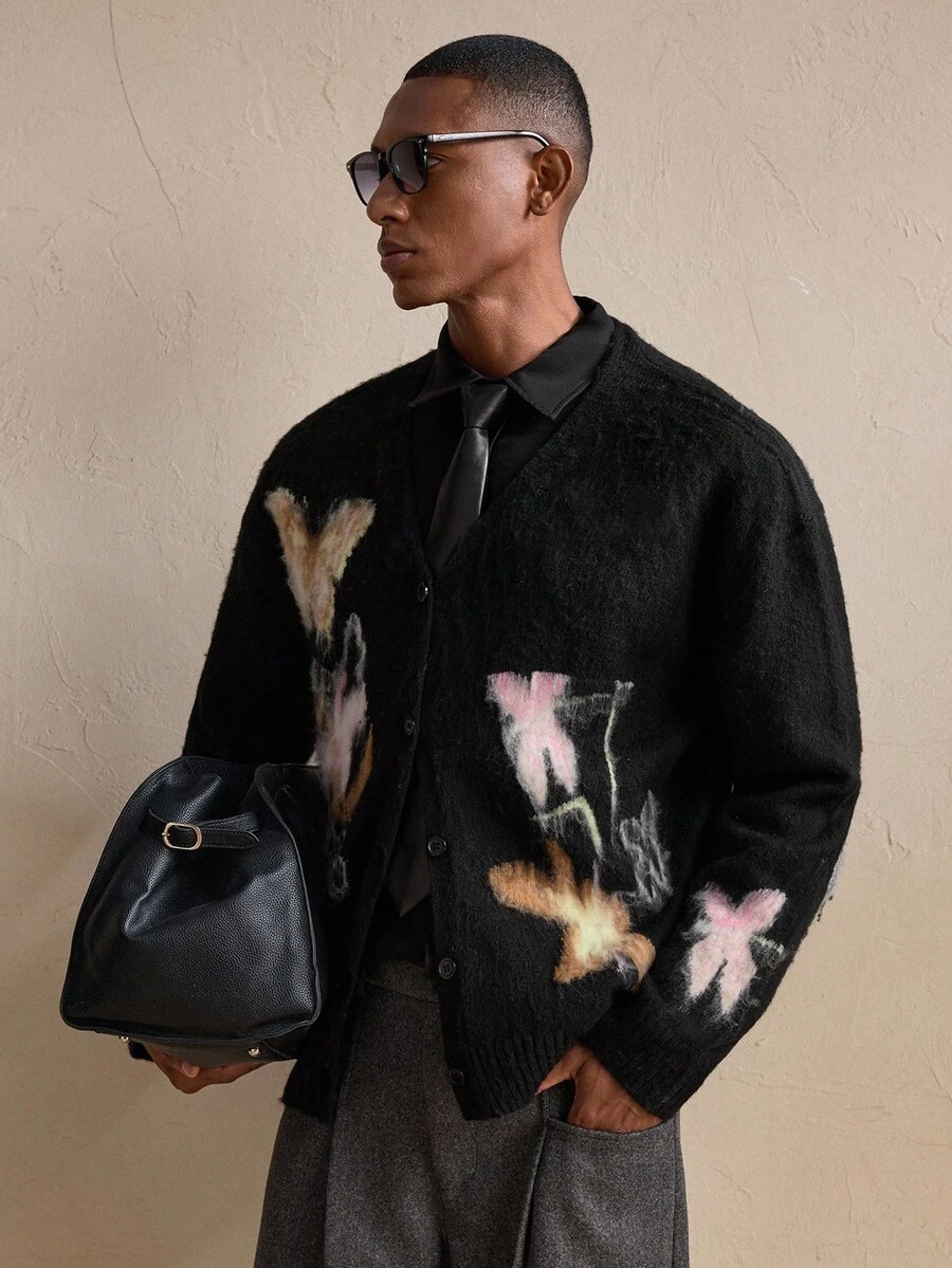 AKNOTIC Business Casual Men's Casual Butterfly Jacquard Drop Shoulder ...