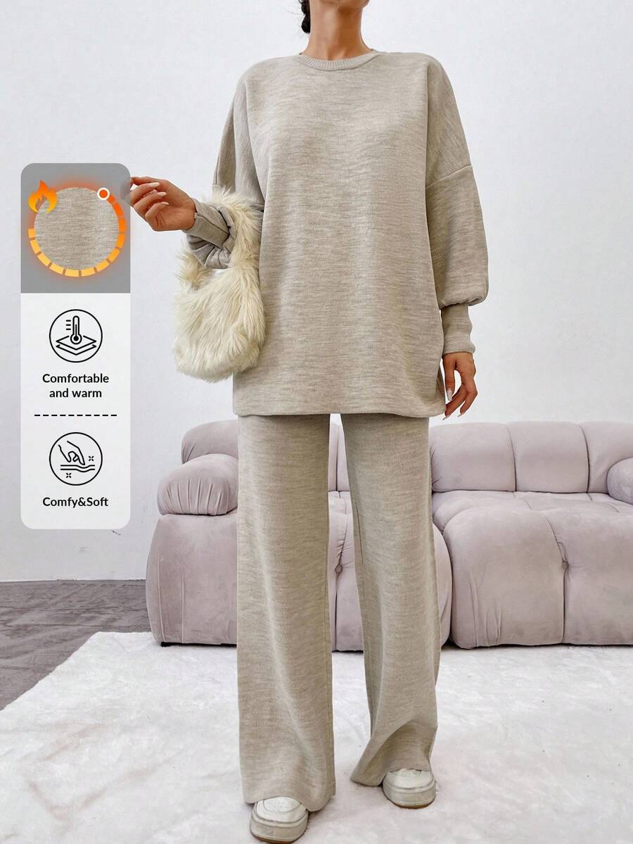 SHEIN Conjunto Casual De Dos Piezas De Suéter Holgado Para Mujeres ...