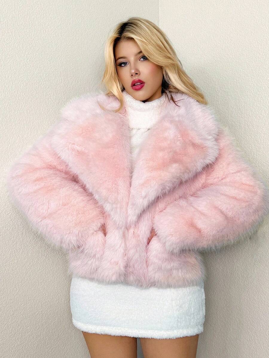 Sweetina Women's Light Pink Solid Color Lapel NeckLong Sleeve Loose ...