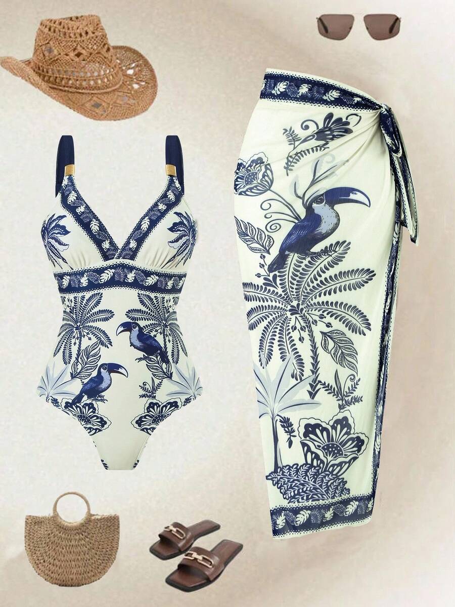 Swim Oasis 2025 New Spring/Summer Women 2pcs Set Printed Swimsuit ...