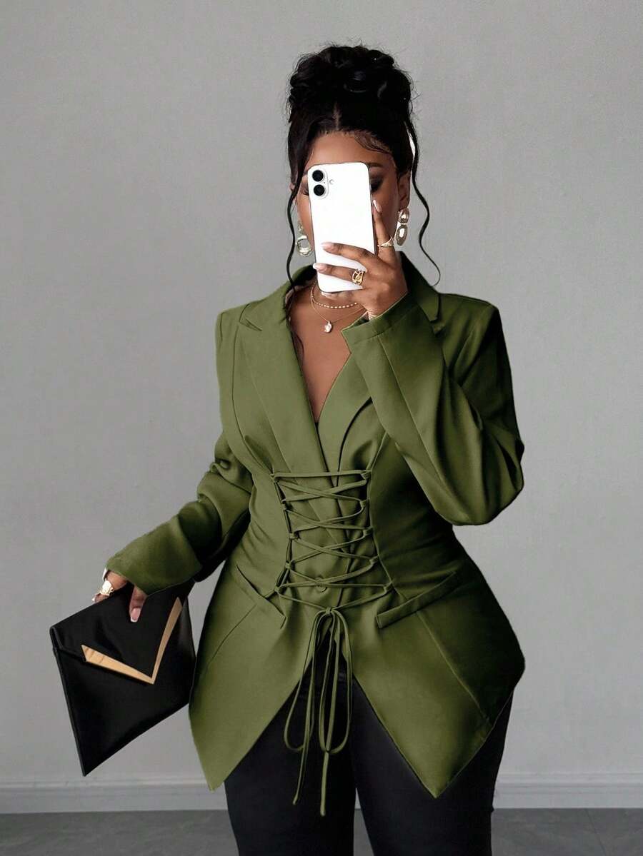 Maweii Damen Business-Pendelanzug in Große Größen mit Krawattendesign ...