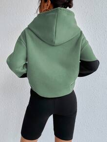 SHEIN Unity Damen Herbst Kontrastfarbe Langarm Tasche Kordelzug Hoodie ...