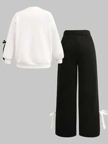 SHEIN Tween Girl's Collegiate School Back-To-School Outfit,Black And ...