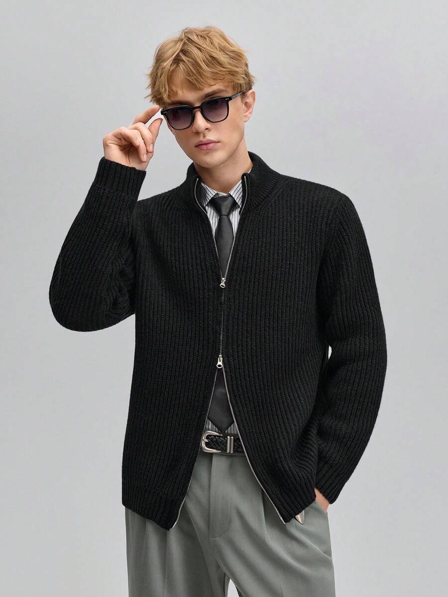 Maglione con collo alto e chiusura lampo uomo OFFICEAU, tinta unita ...