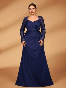 Serin Plus Size Navy Blue Spring Formal Elegant Evening Formal Dress ...