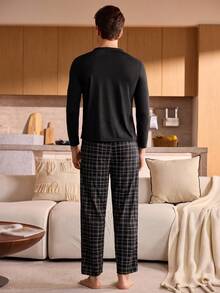 Manfinity Underwear&Sleepwear Basics Teen Boy Plaid Long Sleeve Top And ...