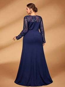 Serin Plus Size Navy Blue Spring Formal Elegant Evening Formal Dress ...