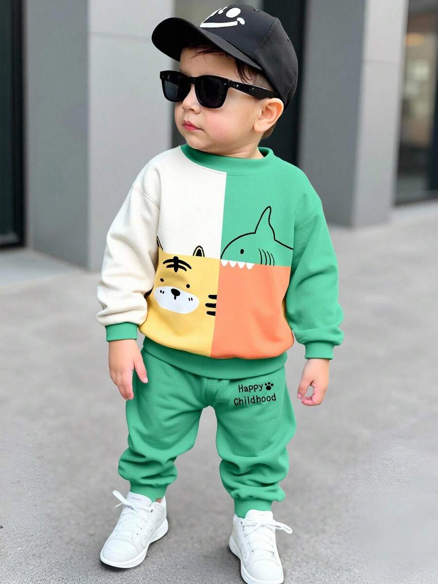 Baby Boy Casual Loose Cute Spliced Pattern, Adorable Tiger, Brave Lion ...