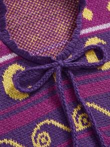 ROMWE Suéter de punto misterioso de talla grande con estampado de sol ...