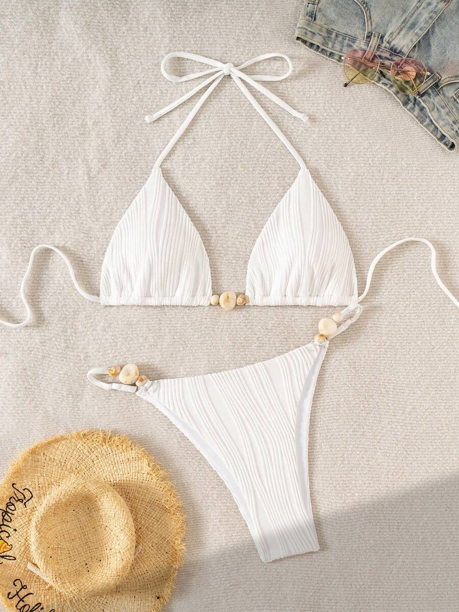 Swim Chiccia Maiô Bikini de 2 peças com alças finas, branco, sexy ...