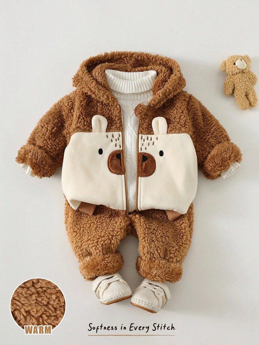 Cozy Pixies 2 Stücke Baby Jungen Cartoon Bär Kapuzenjacke aus Fleece ...