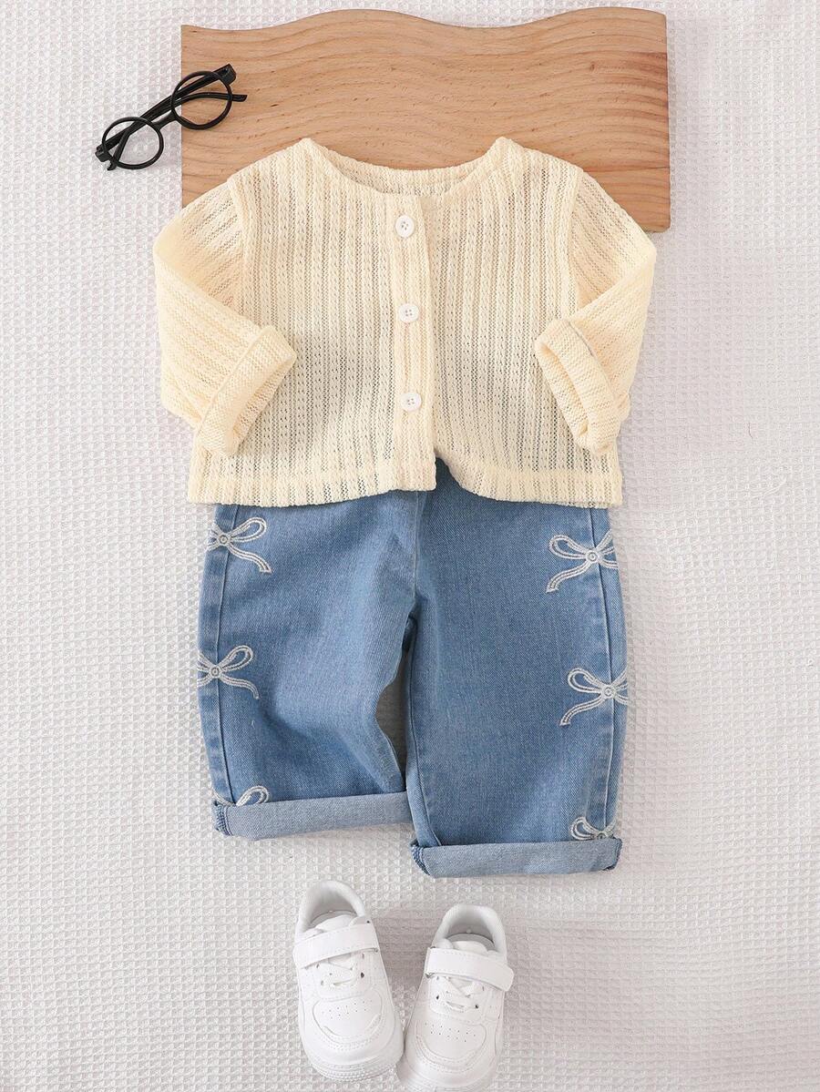 SHEIN Playful Pals 2 Pieces Baby Girl Casual Versatile Long-Sleeved ...