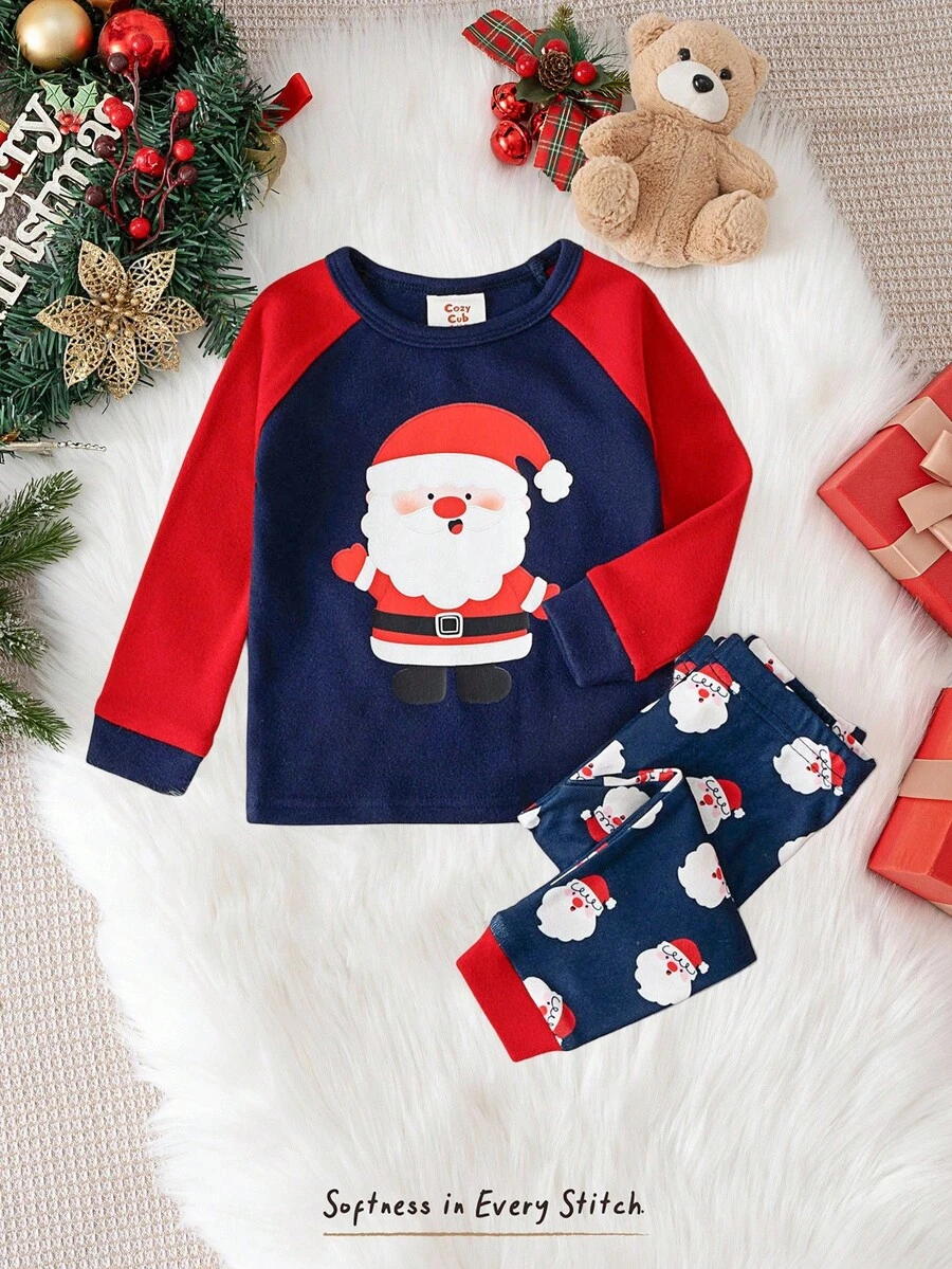 Cozy Pixies Baby Boy Christmas Santa Claus Pattern Contrast Color Soft ...