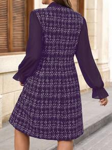 SHEIN Clasi Plus Size Elegant Plaid Patchwork Midi Dress, Suitable For ...