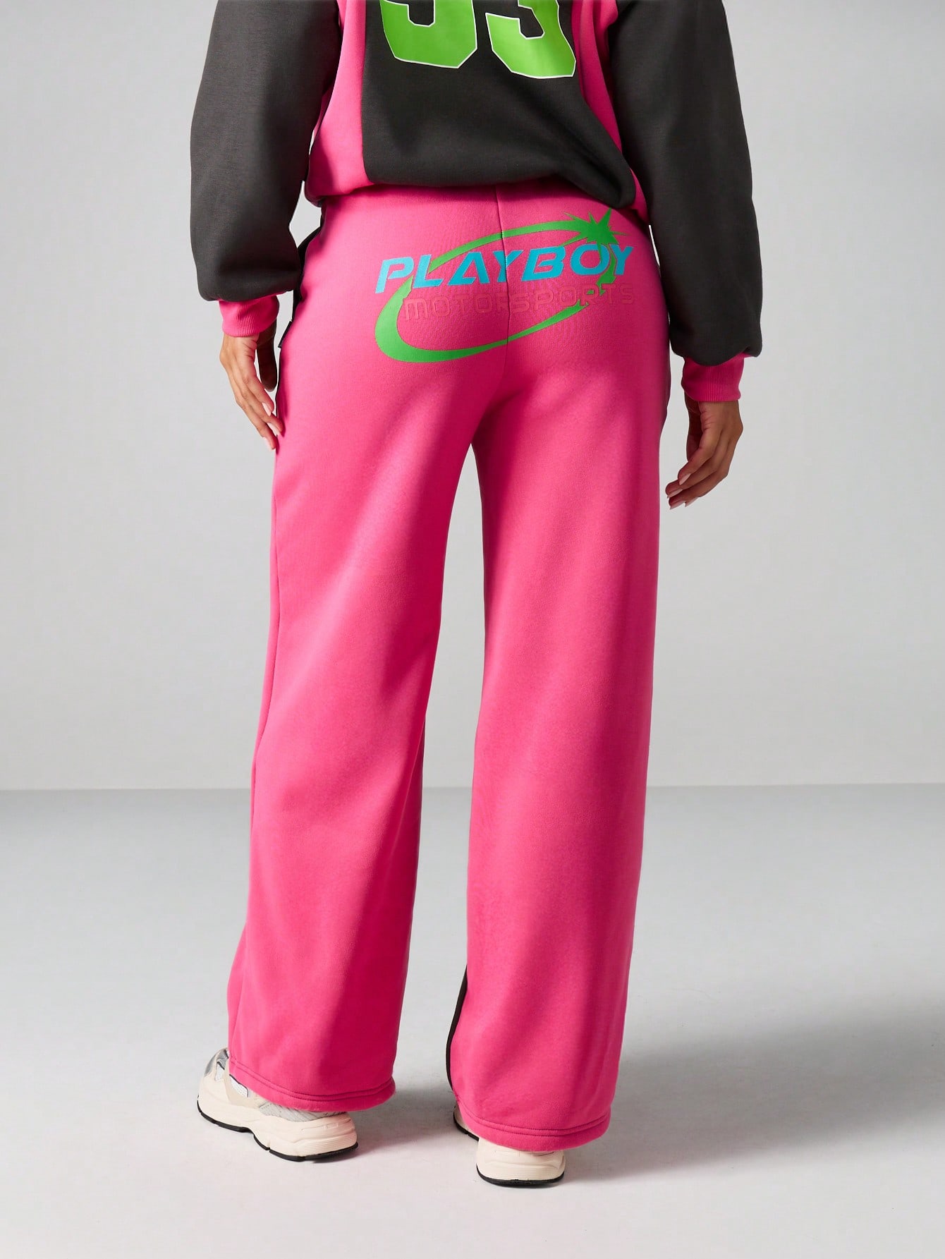 Missguided x Playboy Wide Leg Color Block Joggers With Drawstring Waist ...