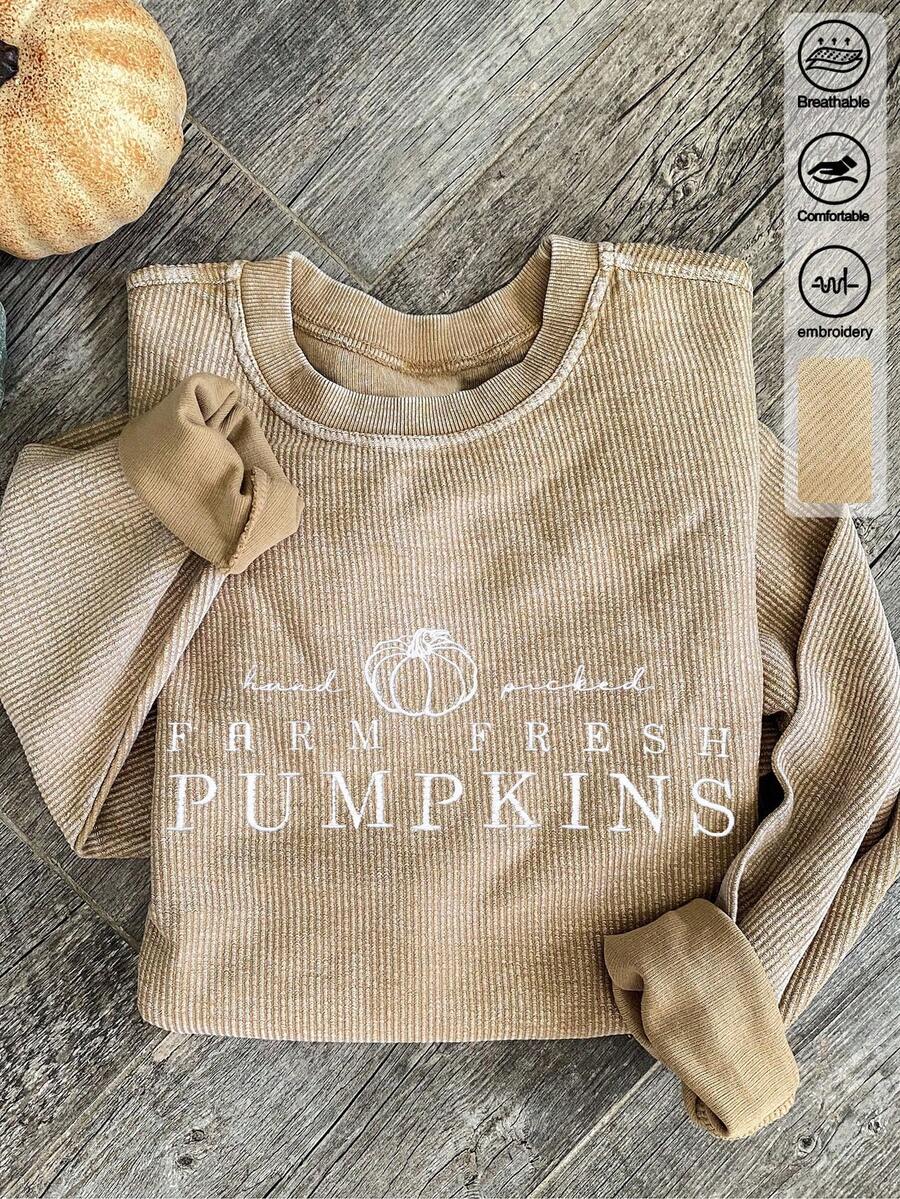 EMERY ROSE Letter Graphic Embroidered Minimalist Casual Soft Form ...