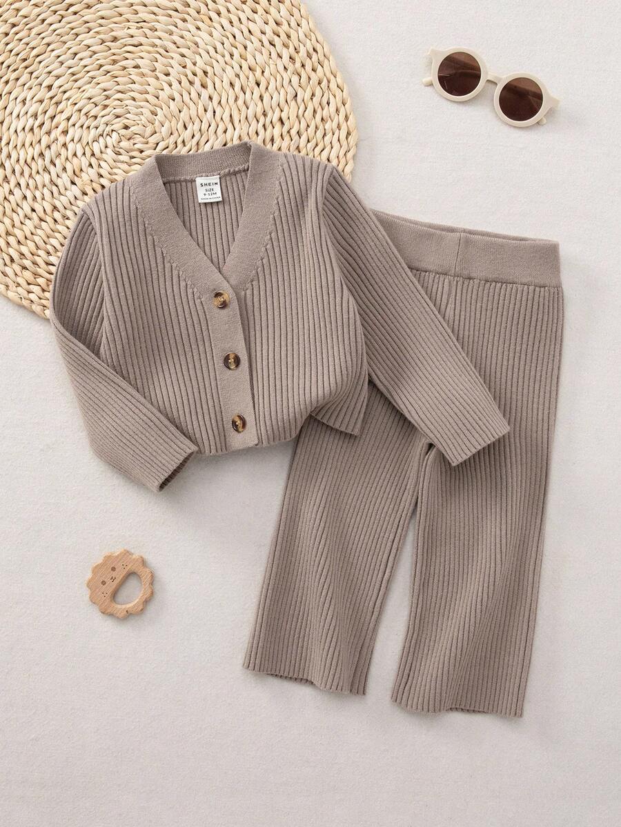 SHEIN Playful Pals Baby Girl V-Neck Button-Front Long Sleeve Cardigan ...