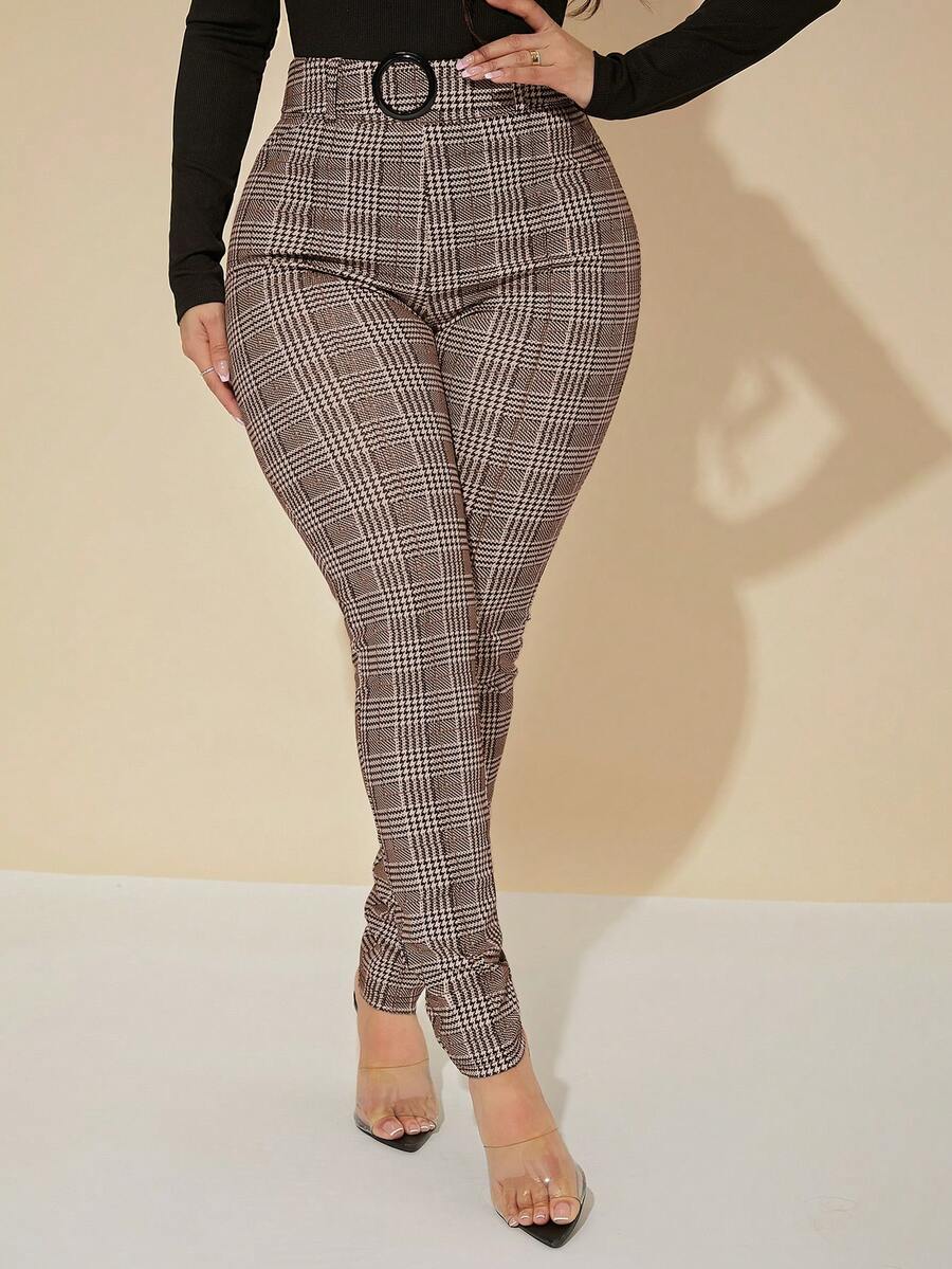 SHEIN SXY Pantalones casuales de ajuste delgado con estampado de pata ...