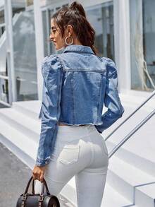 SHEIN Chaqueta vaquera de mujer talla grande con botón de una hilera ...