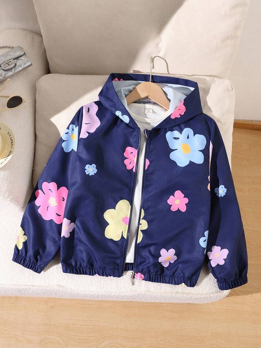 Girl's Casual All-Match Hooded Jacket In Dark Blue With Lovely Hand ...
