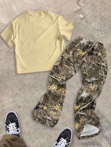 SHEIN Bolty 2pcs Tween Boys Crew Neck T-Shirt And Flare Pants Casual ...