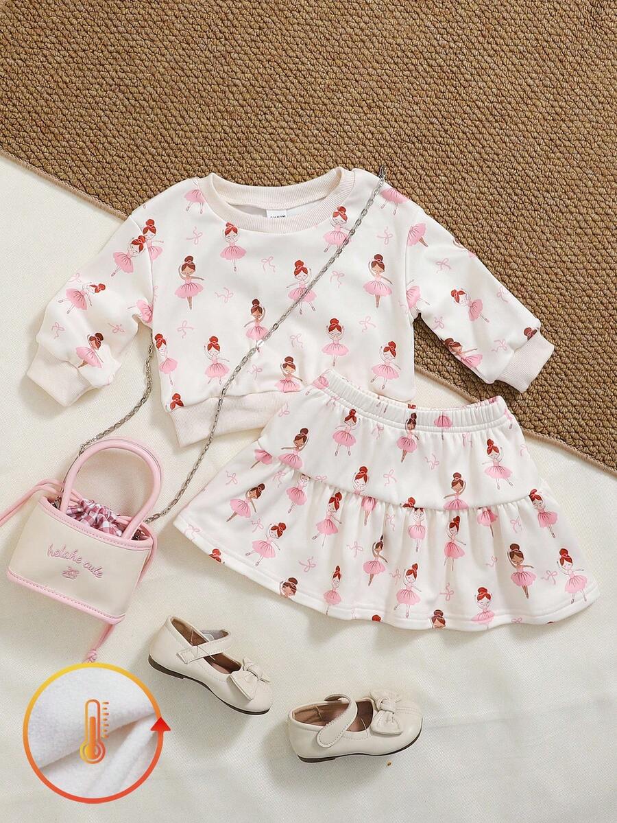 SHEIN 2 Peças Conjunto Meninas Doce Impressão de Menina de Balé, Top de ...