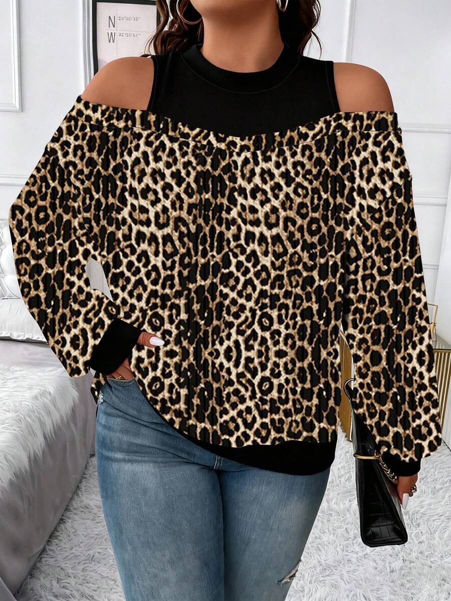 Vionelle Plus Size Women's French Casual Elegant Leopard Print Long ...
