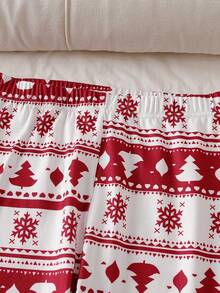 1 Set Merry Christmas Teen Boy Red Christmas Tree & Letter Print Long ...