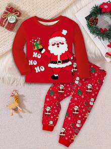 SHEIN Young Boy's Snug Fit Christmas Themed Graphic Print Long Sleeve ...