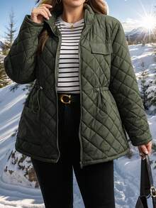 Comfylo Plus Size Women's Solid Color Long Sleeve Zipper Front ...