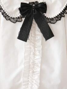 Tween Girl Bow Decor Peter Pan Collar Long Sleeve Cute Blouse for Sale ...