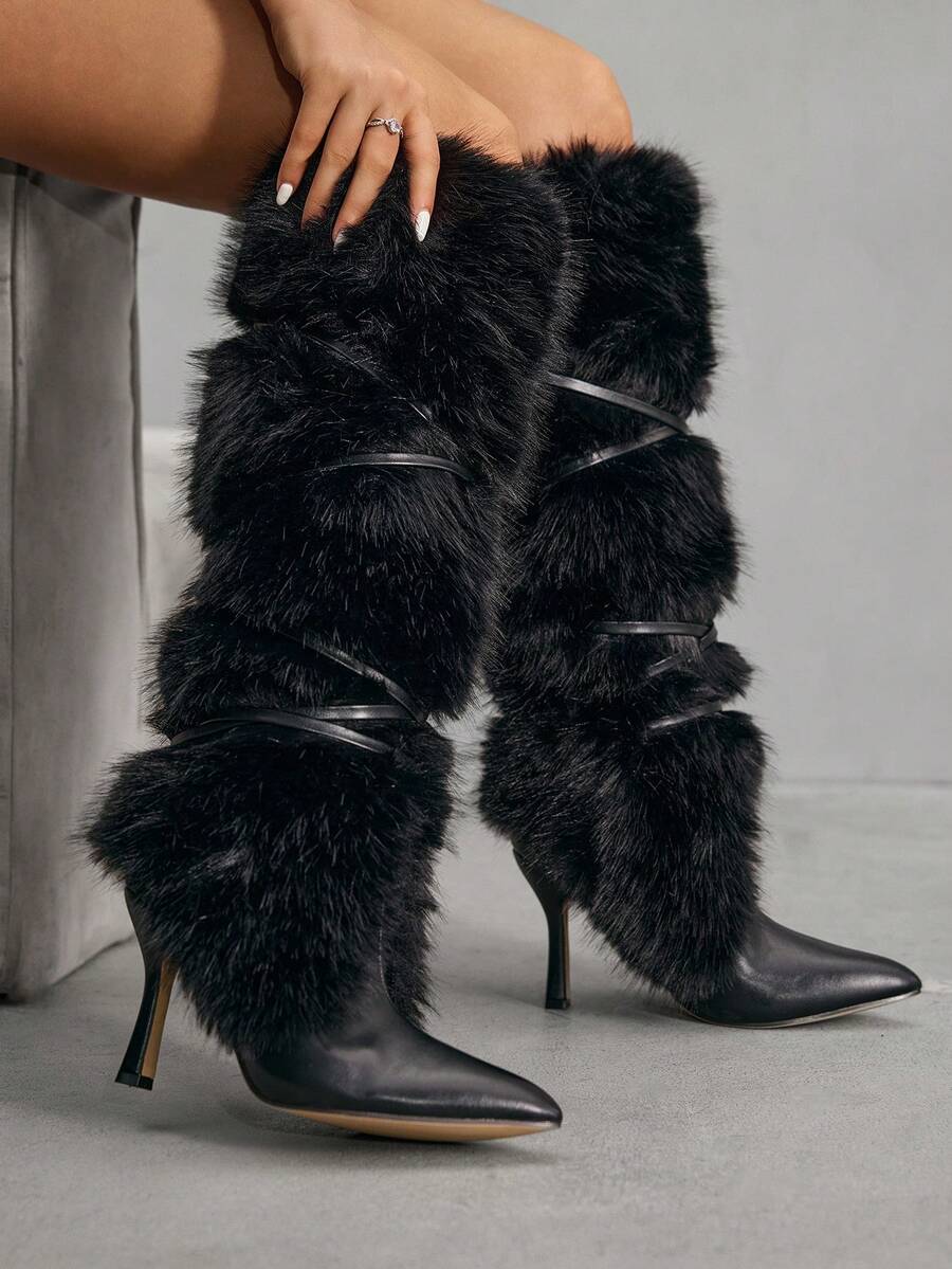 CUCCOO SZL Sexy Mode Luxus Party Spitze Stiletto Kunstfell Futter ...