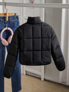 SHEIN Sparklyn Chaqueta bomber corta retro con cuello alto y forro ...