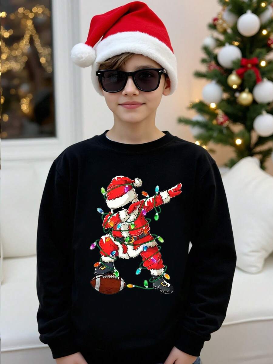 Merry Christmas! Boys' Casual Fashion Creative Santa Claus & Football ...