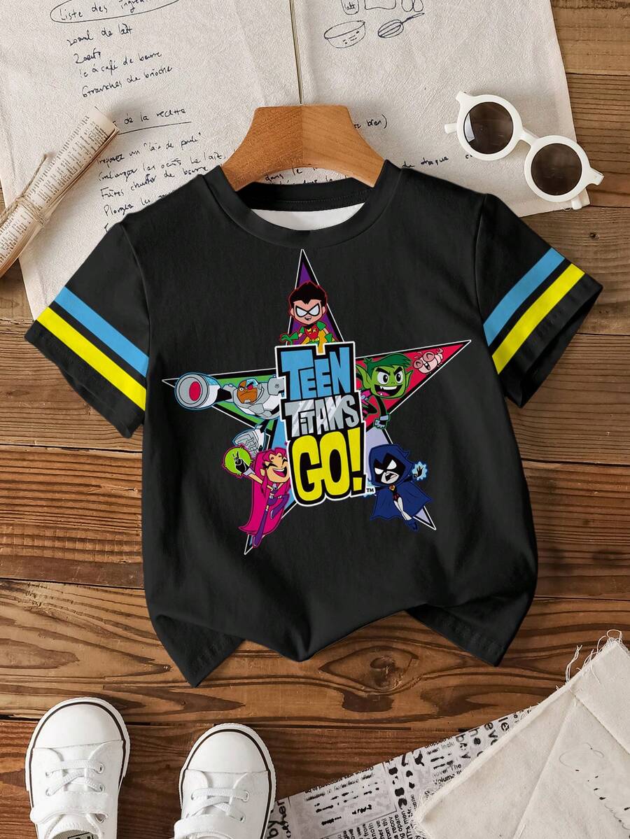 Teen Titans Go X SHEIN Camiseta de Manga Curta com Gola Redonda ...
