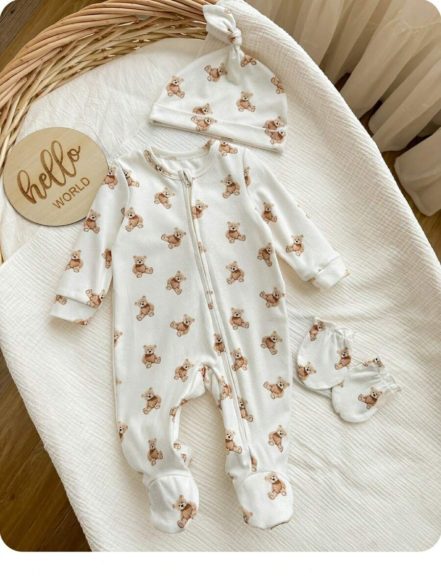 SHEIN Newborn Baby Girl Cute Knitted Cartoon Pattern Gift Set, Autumn ...