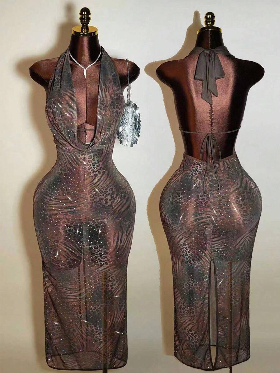 Mistrie Das neue sexy ärmelloser Neckholder-Kleid der Dame ist ein ...