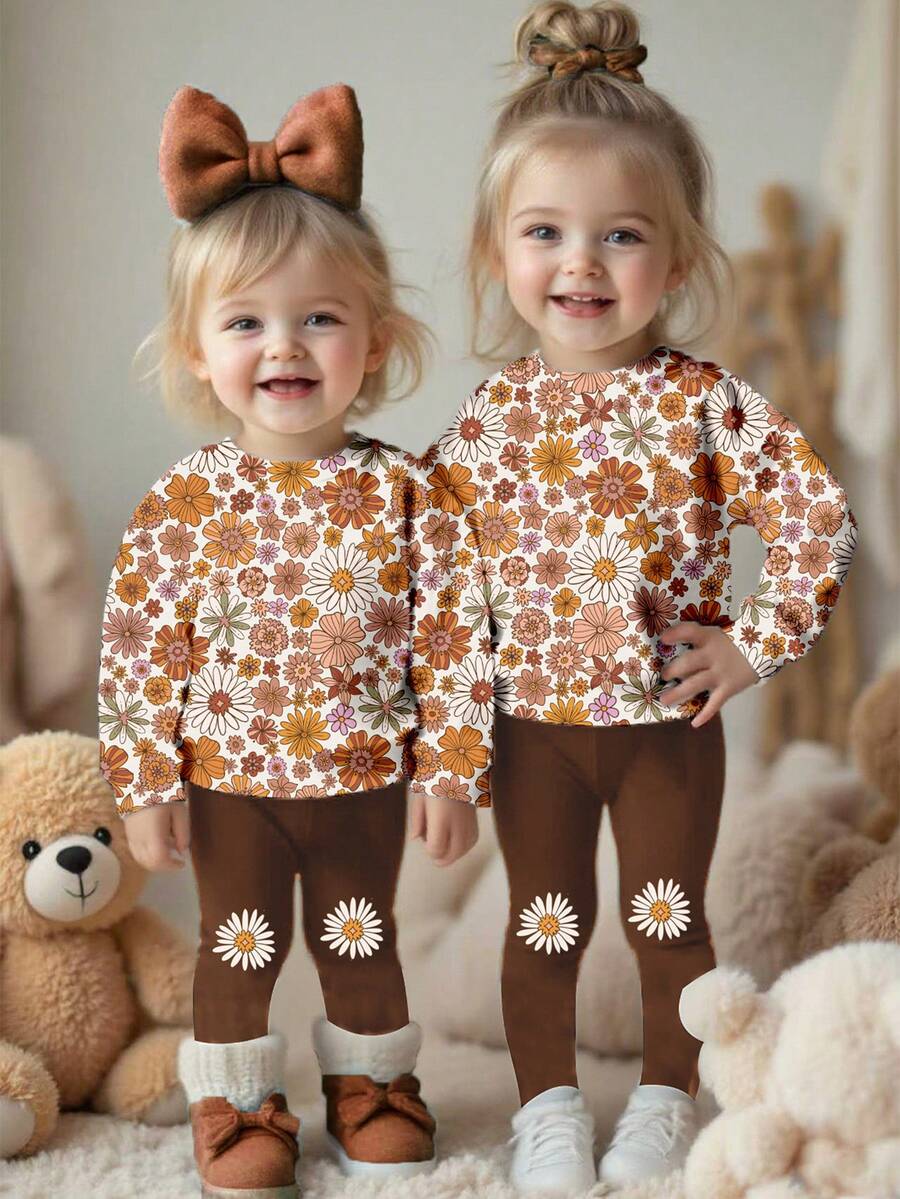 2pcs/Set Baby Girl Casual Fashion Creative Cartoon Cute Mallard Flower ...