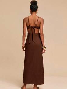 Travachic Dark Brown Summer Seksi Chic Vacation Petal Backless Strap ...