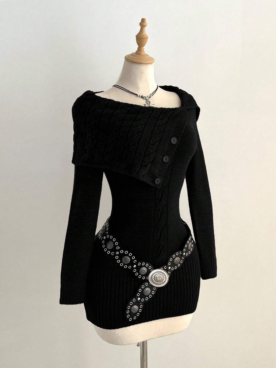 Elamini Vestido de punto mini ajustado con hombros descubiertos | Mode ...