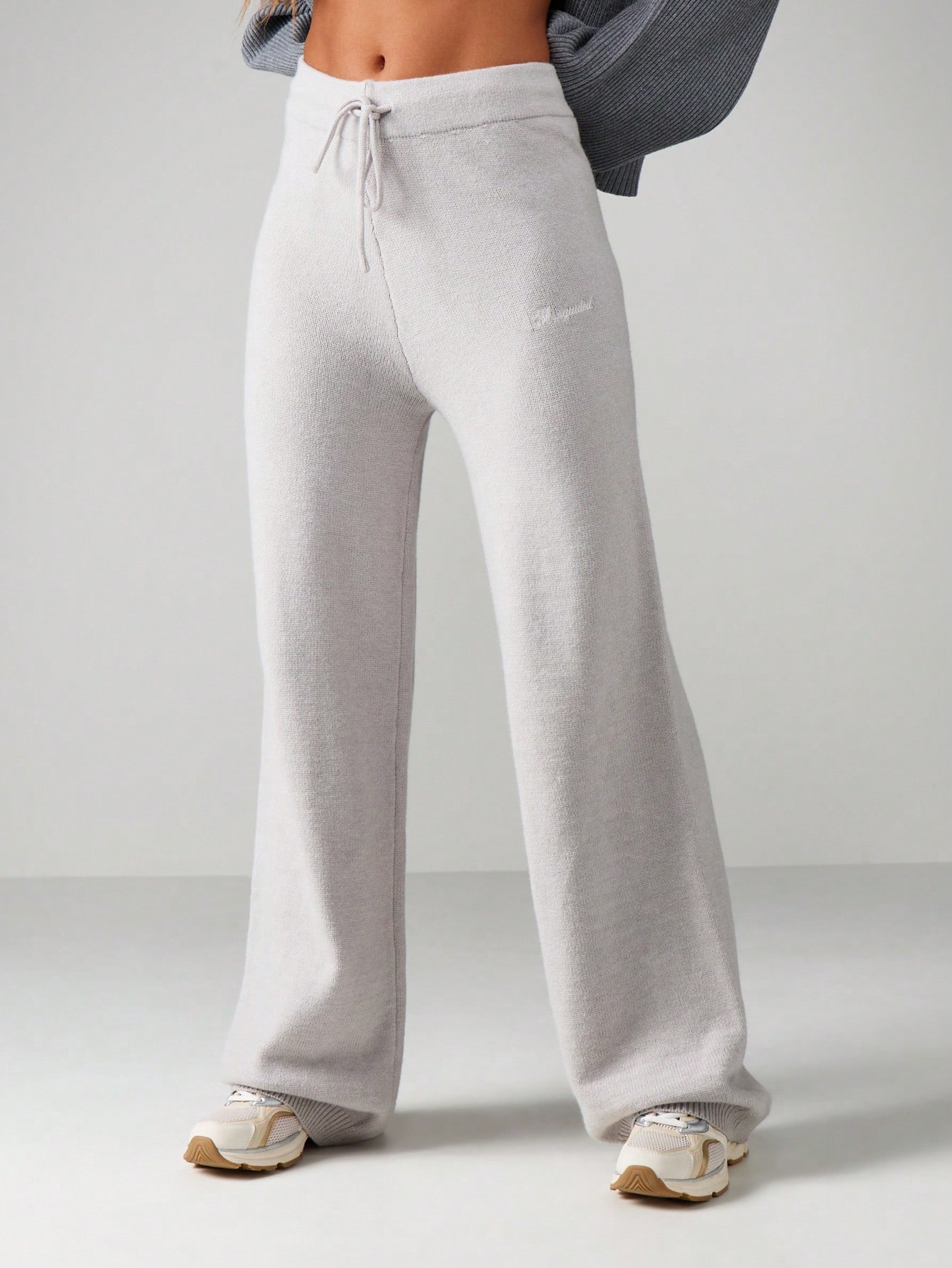 MISSGUIDED Ribbed Knit Wide Leg Pants With Drawstring｜MISSGUIDED