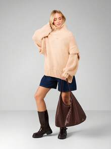 MISSGUIDED Oversized, dicker Kabel-Strickpullover mit Rollkragen für ...