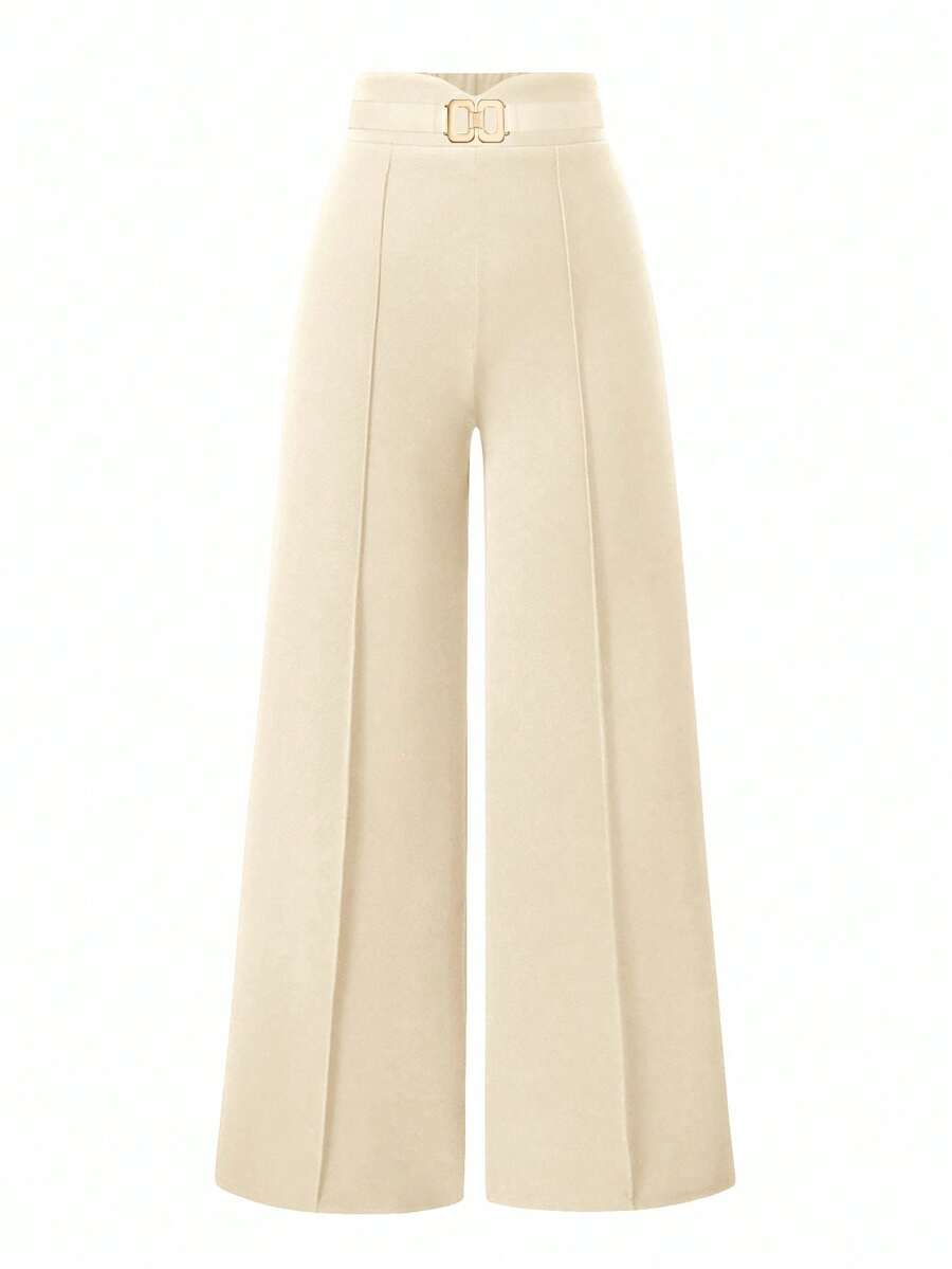 Sweetra Pantalones rectos de unicolor para mujer, versátiles para uso ...