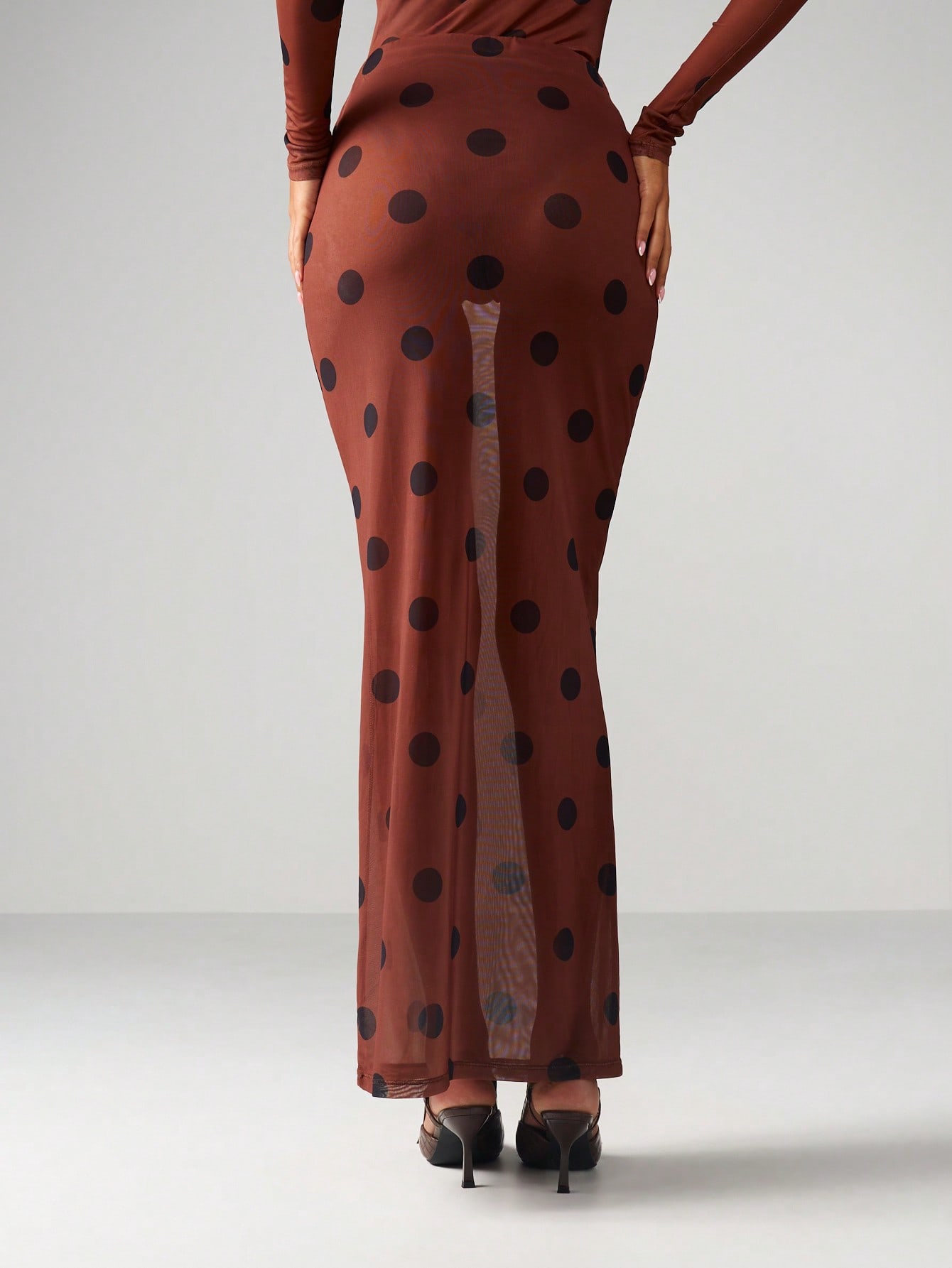 MISSGUIDED Mesh Polka Dot Maxi Skirt With High Waist｜MISSGUIDED