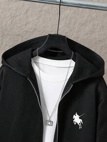 SHEIN Teen Boy Minimalist Oversized Sweatshirt With Contrast Horse ...