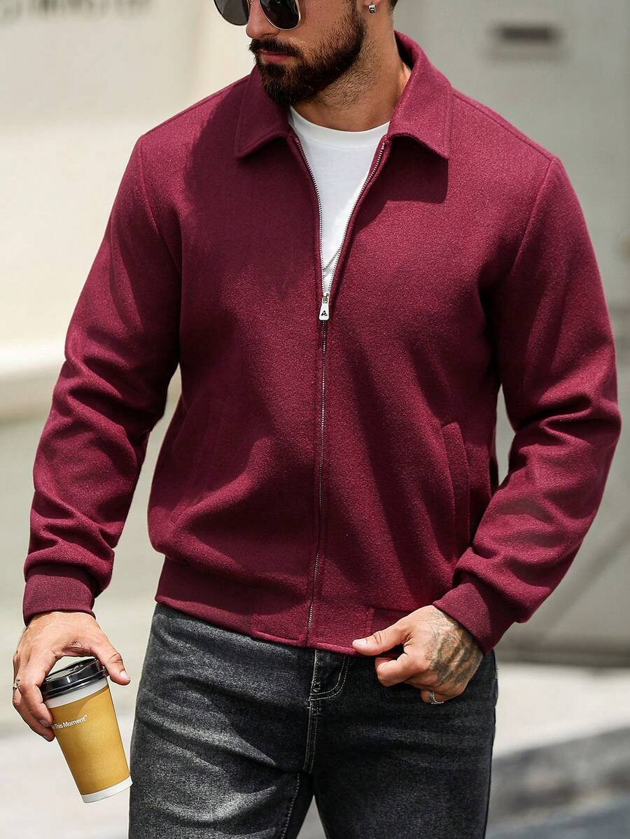Manfinity CasualCool Herren einfarbige Lange Ärmel Reißverschluss ...